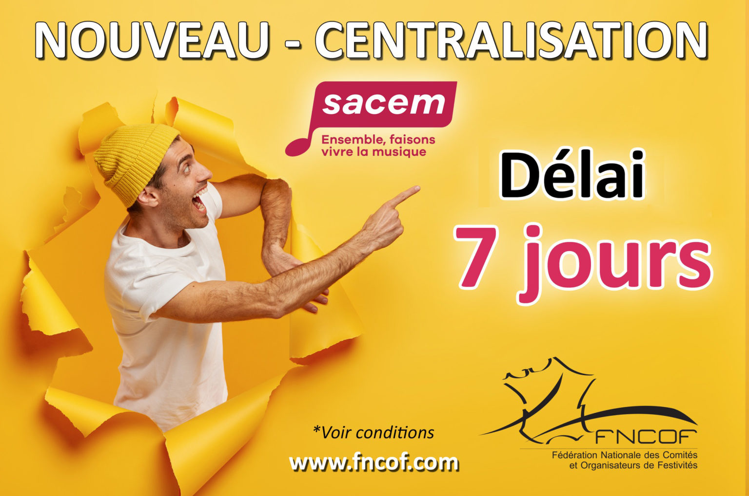 Nouveauté centralisation sacem – délai 7 jours – FNCOF
